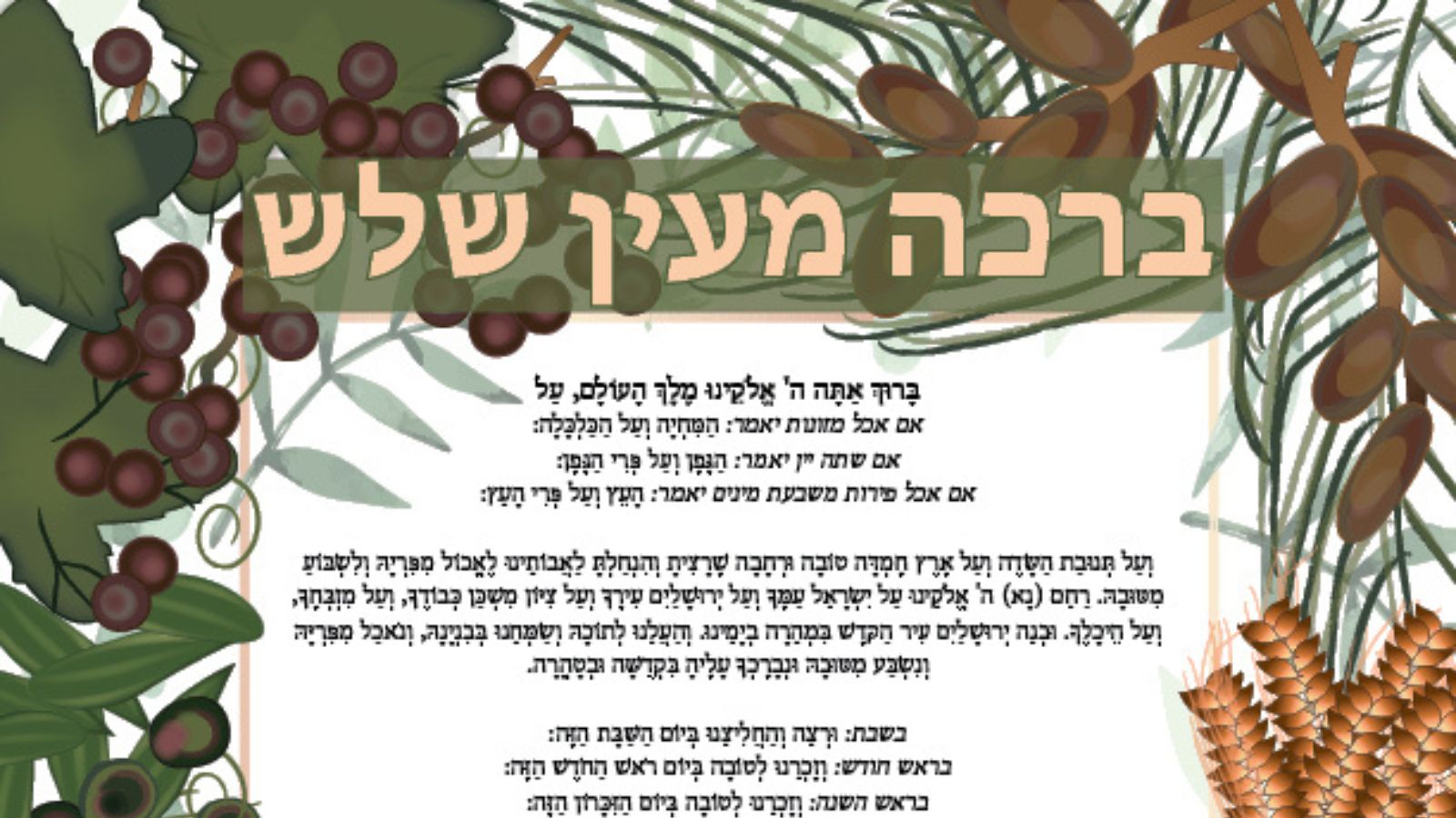 Printable Al Hamichya - Ashkenazic and Sephardic Hebrew Text